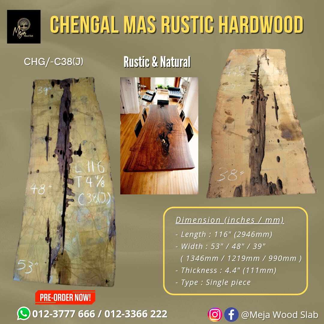 CHENGAL WOOD SLAB MERBAU MAHOGANY RAINTREE FURNITURE TABLE MEJA KAYU ...
