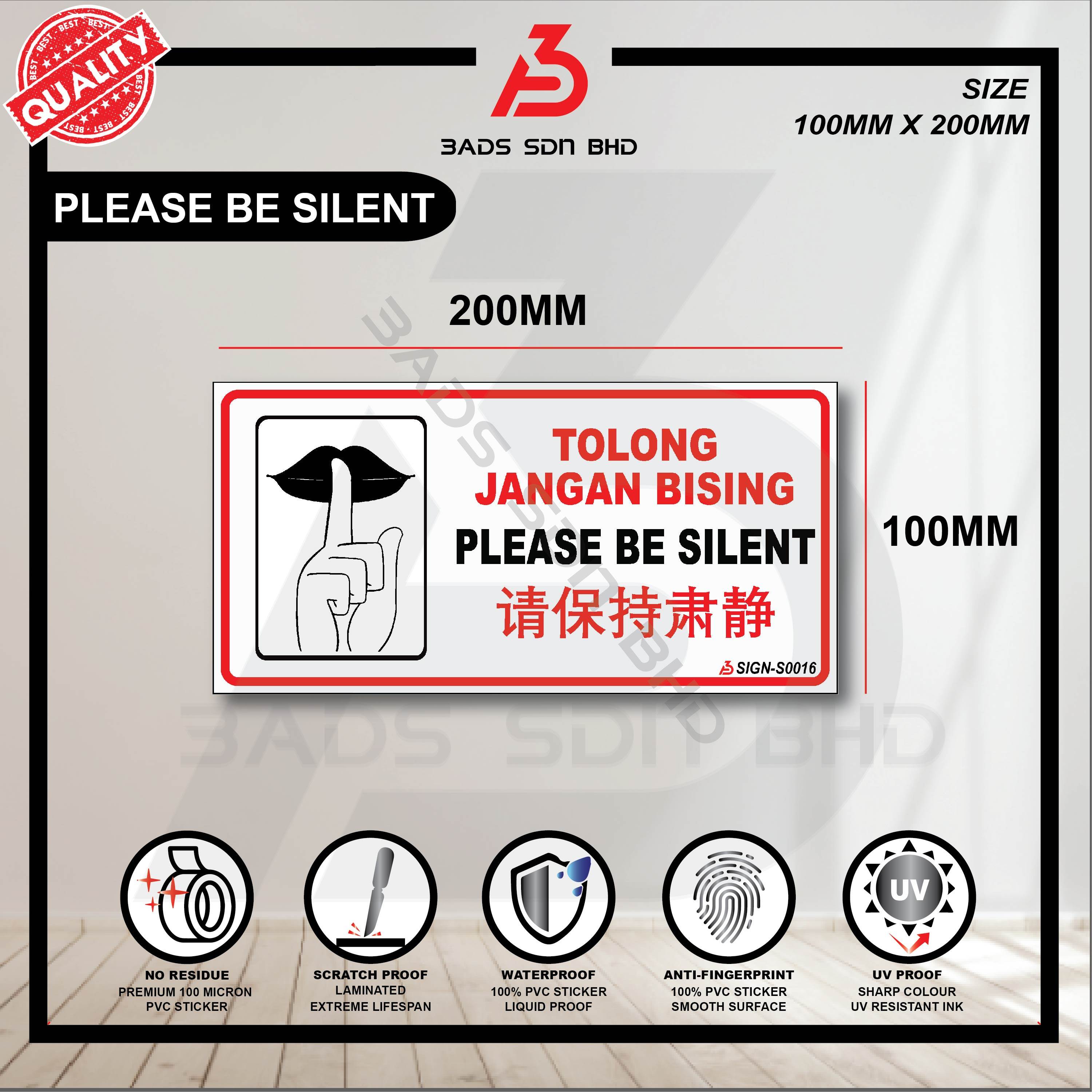 Please Keep Quiet Sign PVC Sticker + Board | Lazada