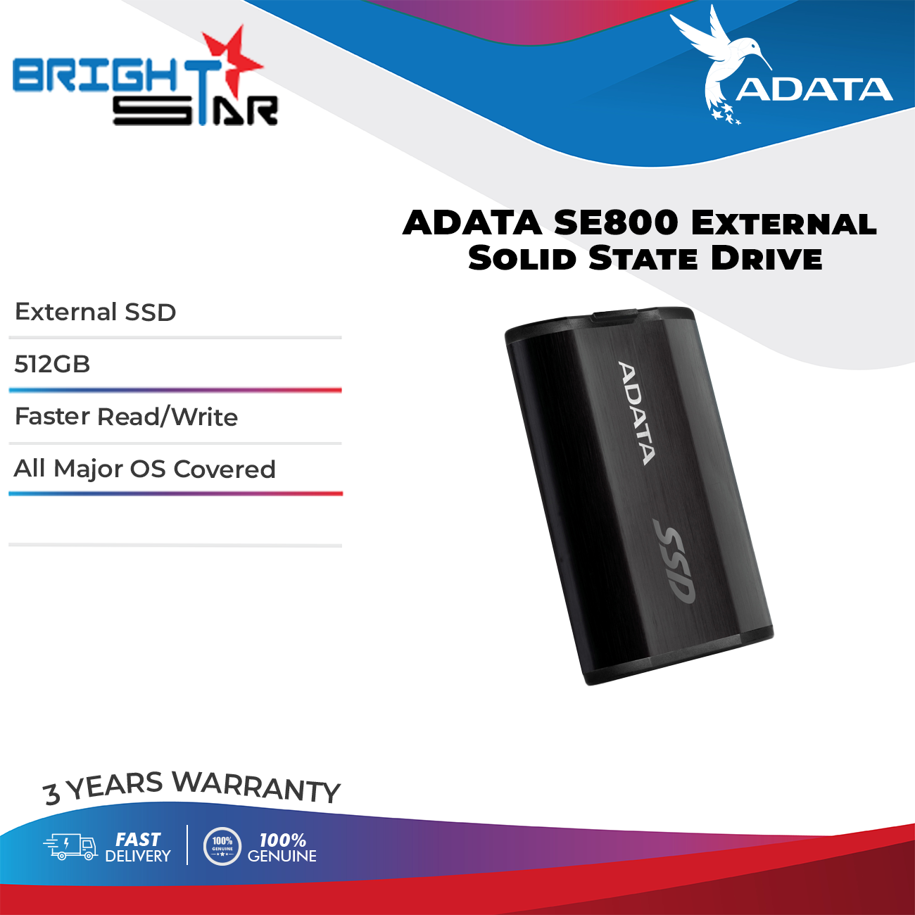 ADATA SE800 External SSD (512GB, 1TB) | Lazada