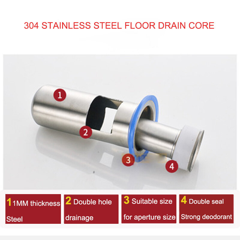 LEDFRE 304 Stainless Steel Floor Bathroom Drain Hydraulic Shutter Core ...