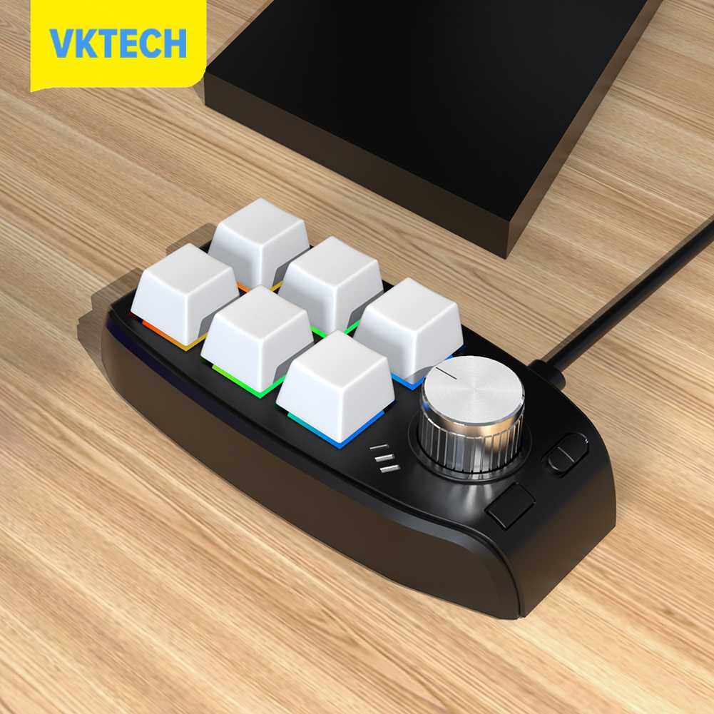 [Vktech] Wired/Wireless Macro Keyboard Programmable 6 Keys + 1 Volume ...