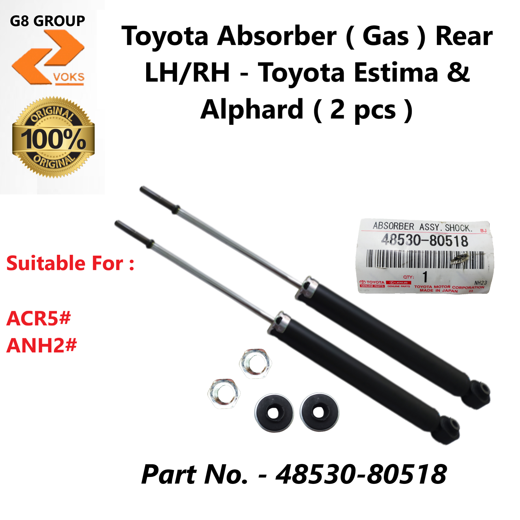 Toyota Absorber Gas Rear LH/RH - Toyota Estima & Alphard ( 48530-80518 ...