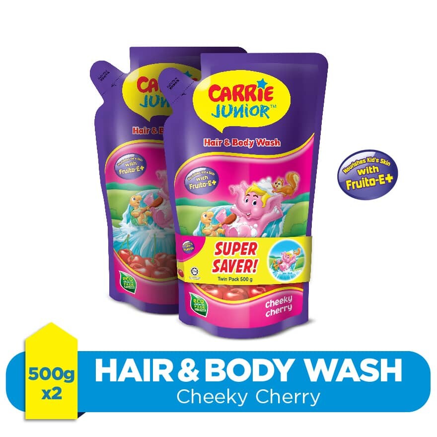 CARRIE JUNIOR Hair & Body Wash Cheeky Cherry Refill Pack x2 500g | Lazada