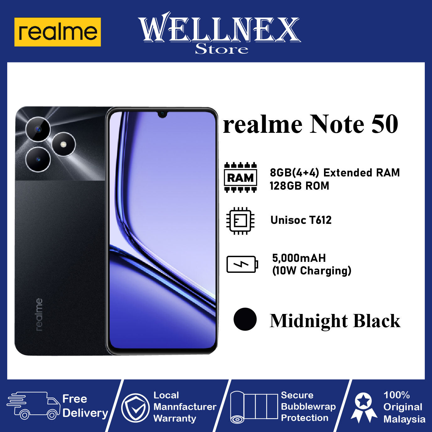 realme NOTE 50 ( 8GB(4+4) Extended RAM 128GB ROM ) Original realme ...