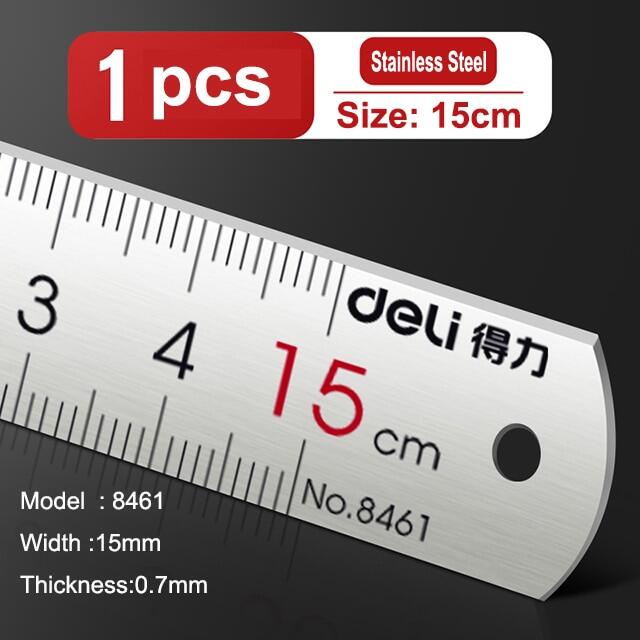 Deli Stainless Steel Metal Ruler 15/20/30cm Straight Line Rulers for ...