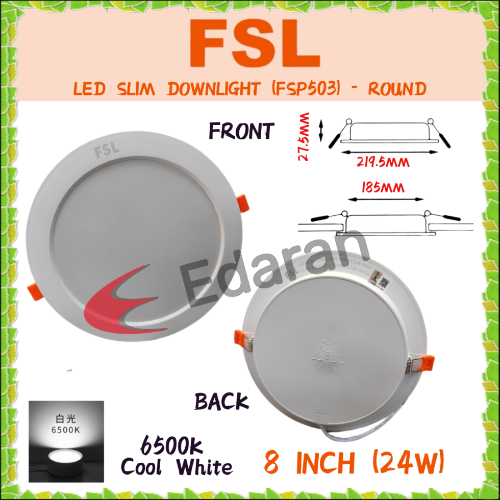 FSL FSP503 8" 24W LED RECESSED DOWNLIGHT (ROUND) - 3000K , 4000K AND ...
