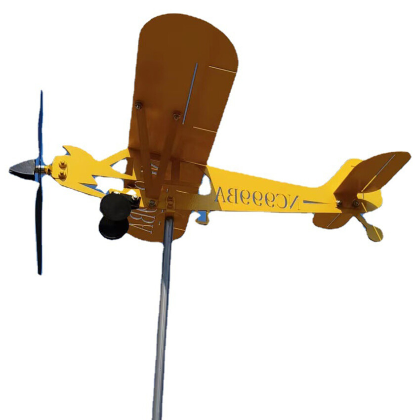 3D Wind Spinner Plane Metal Airplane Weather Vane Outdoor Roof Wind ...