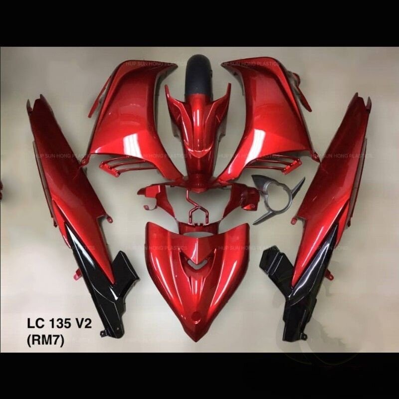 YAMAHA LC135 V2 BODY SET COVER SET ALL RED coverset bodyset Lcv2 LC 135 ...