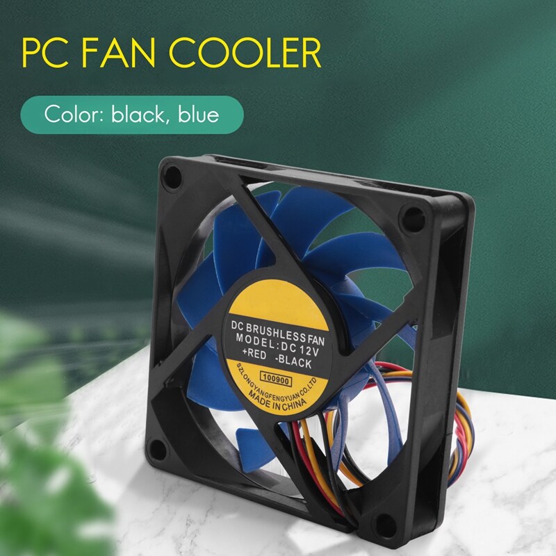 12V DC 32 70mm 4-Pin Computer Case CFM PWM CPU PC Fan Blue & Black ...