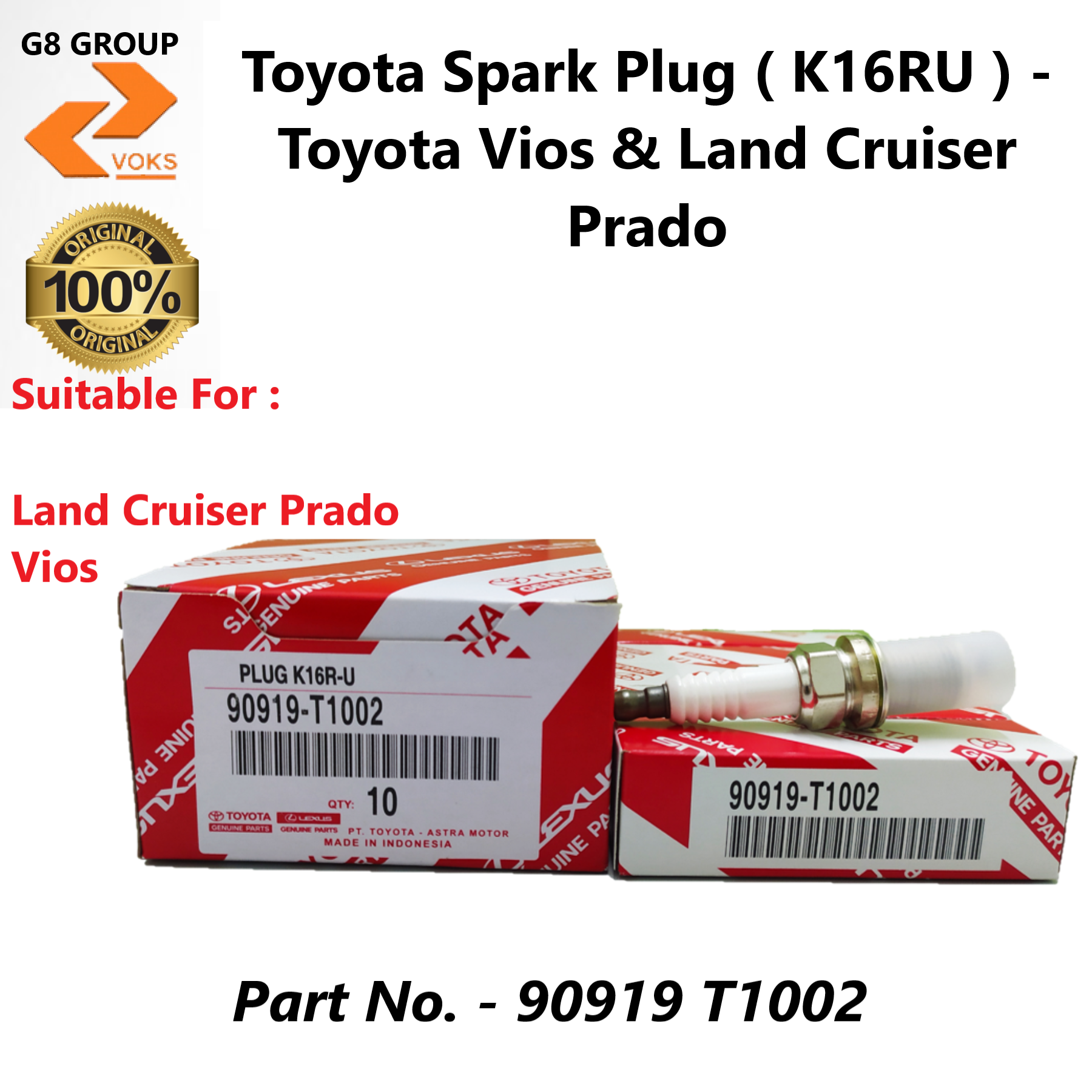 Toyota Spark Plug ( K16RU ) - Toyota Vios & Land Cruiser Prado ( 90919 ...