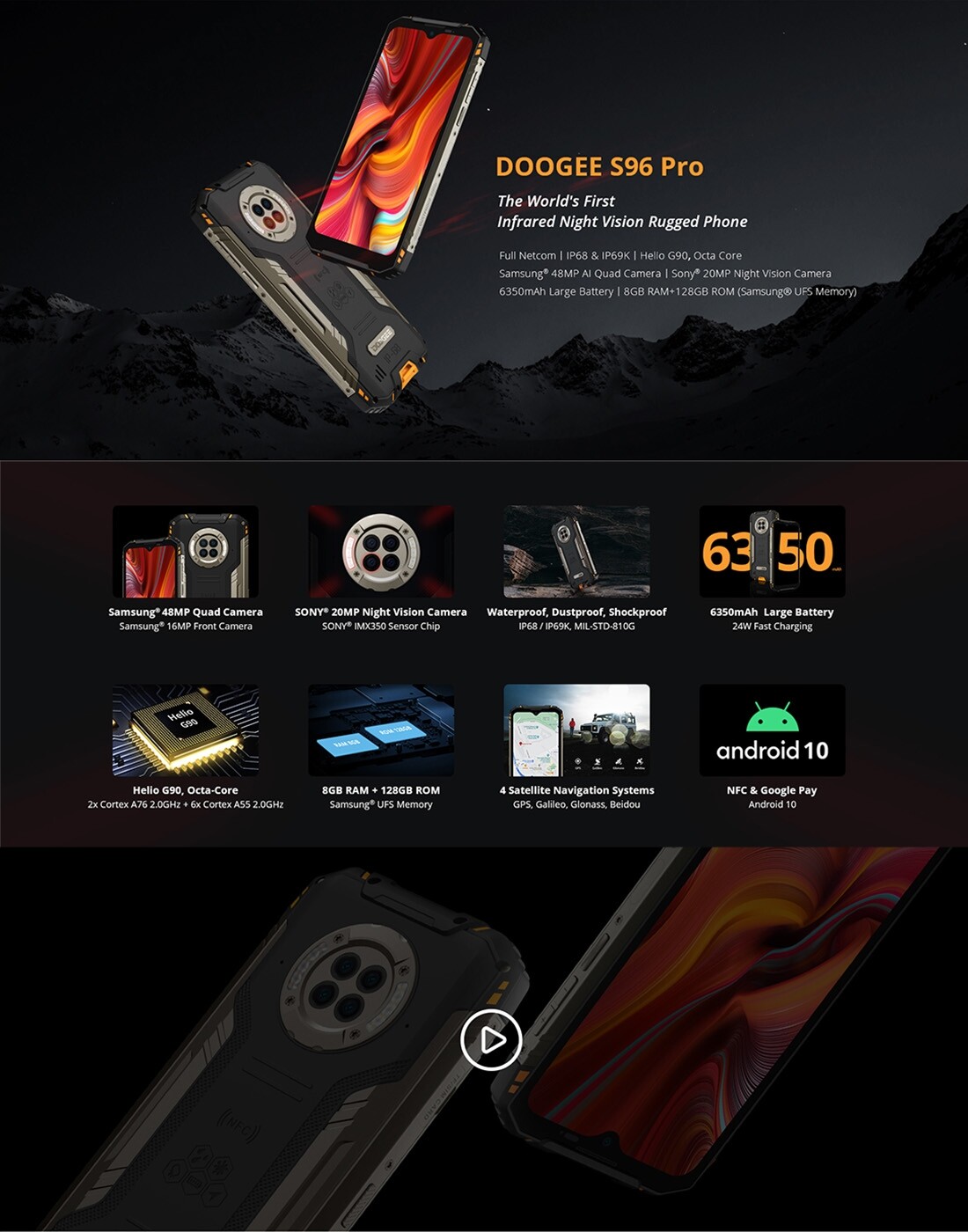 DOOGEE S96 Pro โทรศัพท์ Triple Proofing,8GB + 128GB กันน้ำกันฝุ่นกัน ...