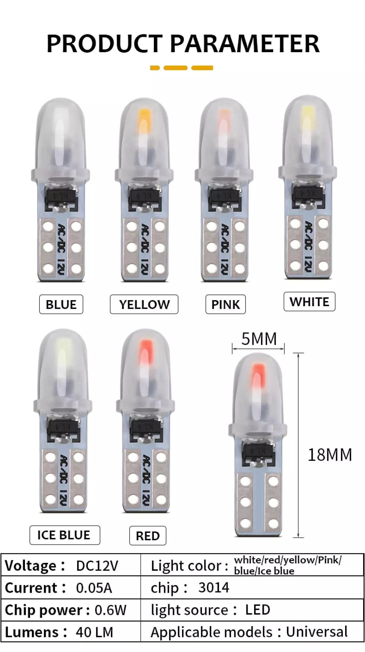 PENCL 10Pcs T5 หลอดไฟ LED W3W W1.2W 12V หลอดไฟ LED Canbus รถ Auto Wedge Dashboard แสงความกว้าง ...
