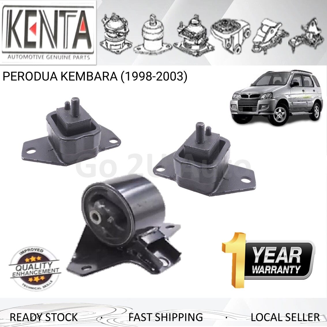 KENTA BRAND ENGINE MOUNTING 1 SET 3PCS - PERODUA KEMBARA 1.3 CC AUTO ...
