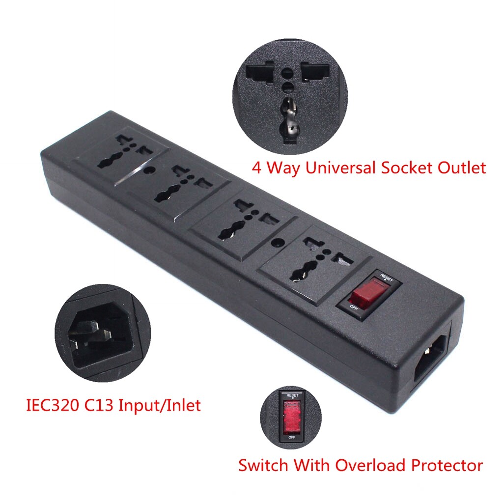 PDU Strip 4 Ways Power Strip Outlet Universal Socket Extension With ...