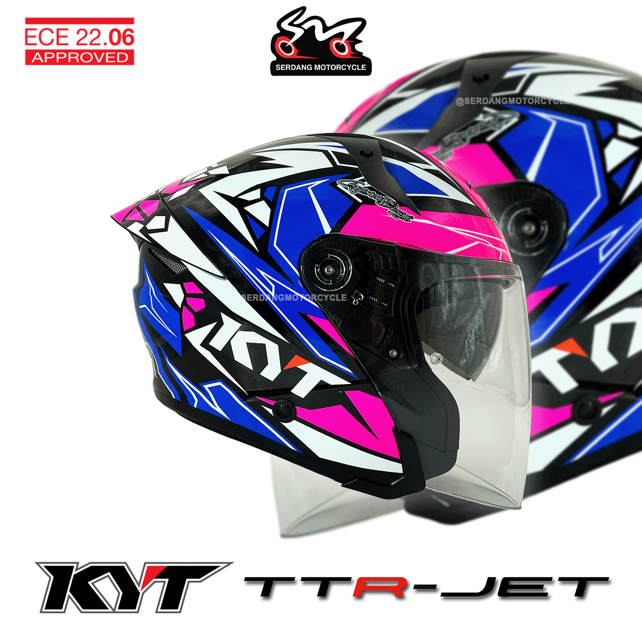 KYT HELMET KYT TTR JET KASMA 2023 REPLICA OPEN FACE HELMET DOUBLE VISOR ...