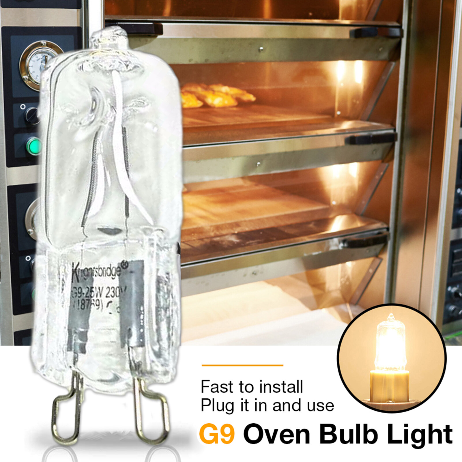 Halogen Oven Lamp G9 40 W Oven Lamp 350LM 2600K Halogen bulb , 220 V ...