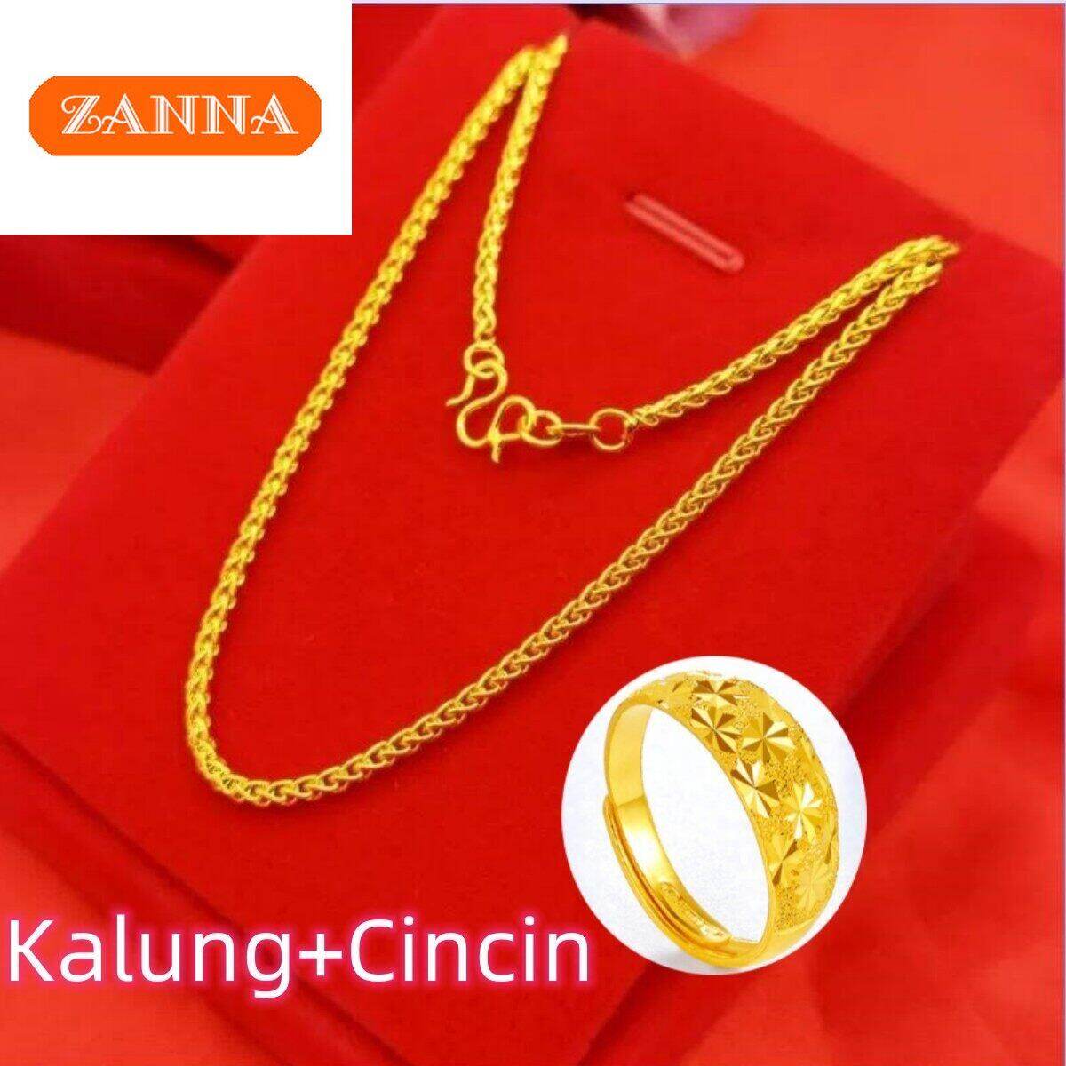 916 Original GOLD Malaysian Necklace Men and Women Fine Collarbone ...