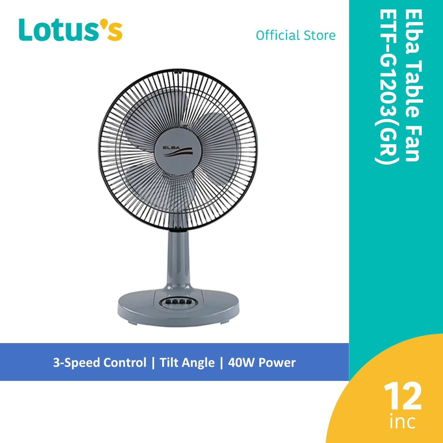 Elba 12" Table Fan ETF-G1203(GR) | Lazada