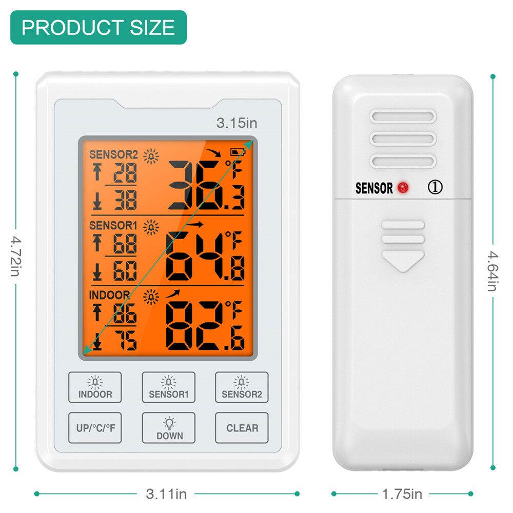 ORIA Digital Refrigerator Thermometer Freezer Temperature Gauge Room ...