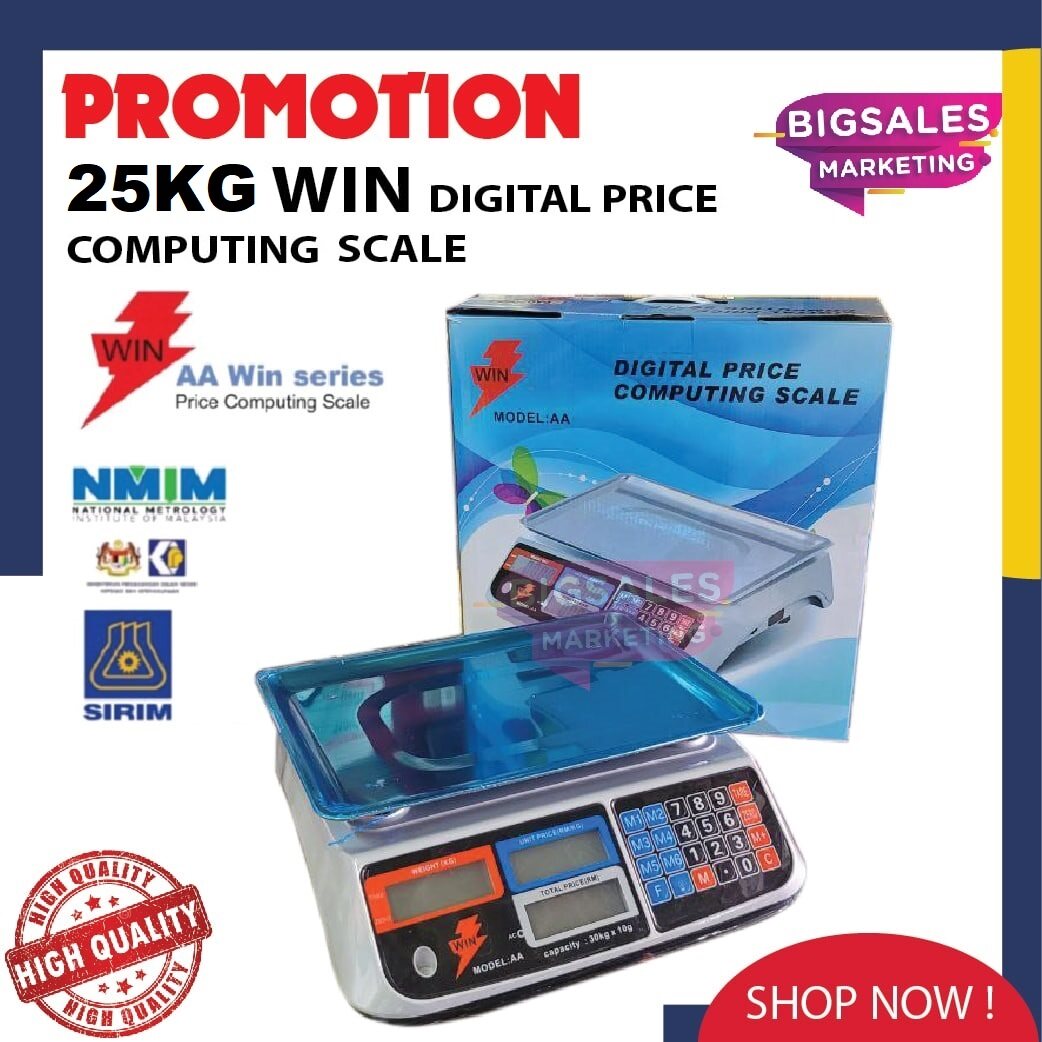 WIN 25KG x 5G Digital Electronic Rechargeable Scale Price Computing Scale (SIRIM APPROVAL) | Lazada