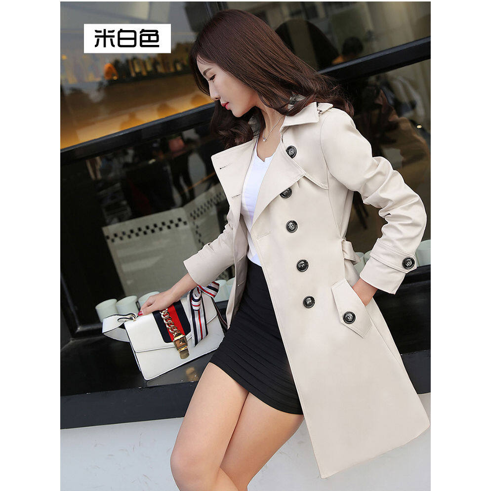 HCD180เก๋ T Rench Coat ของผู้หญิงกลางความยาวเวอร์ชั่นเกาหลีฤดูใบไม้ผลิ ...