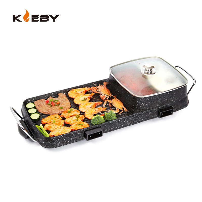 Kleby Electric Steamboat and Grill set Indoor smokeless 2 in 1 เตาปิ้ง ...