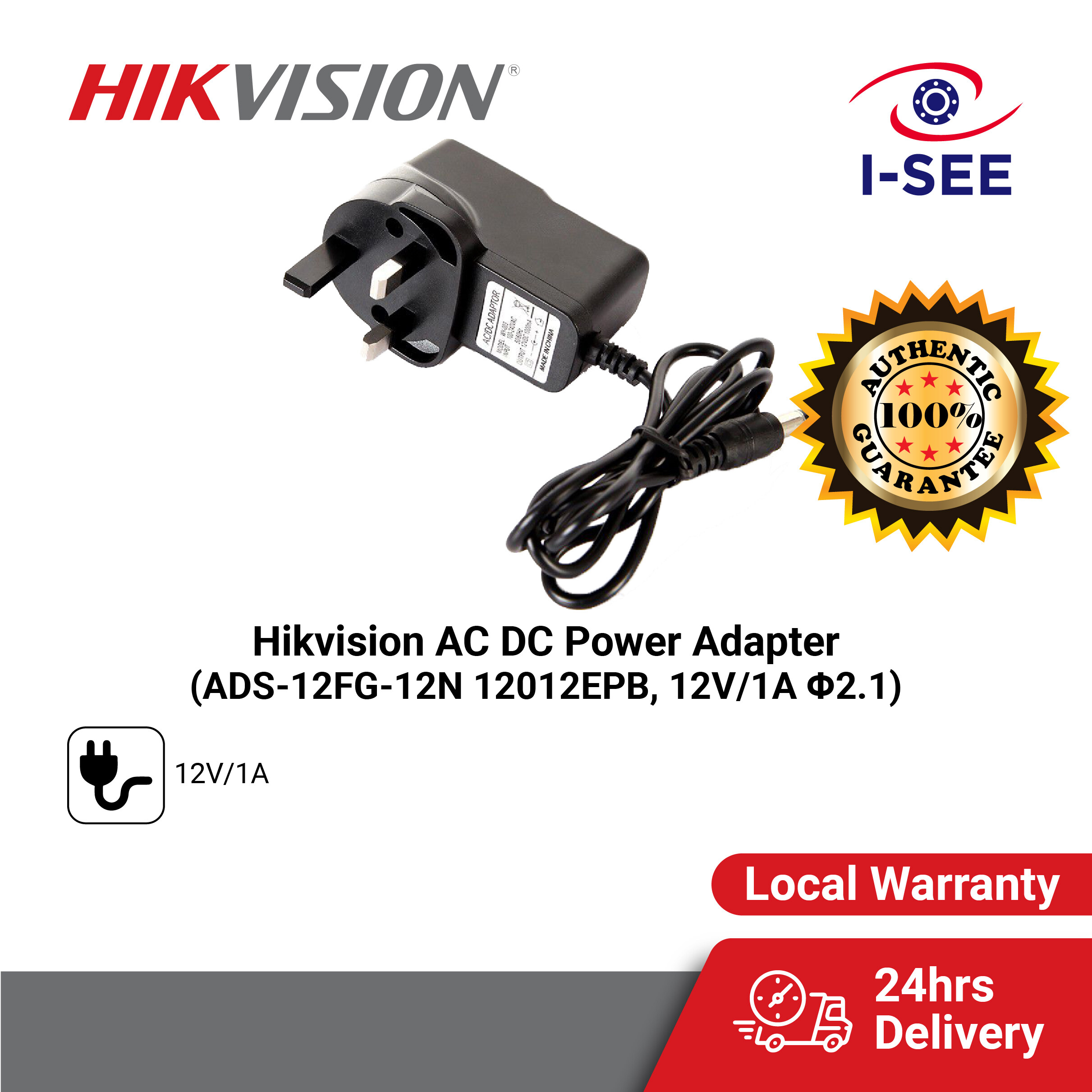 RM3.90 Authentic Hikvision AC DC Power Adapter 12V/1A camera adapter ...
