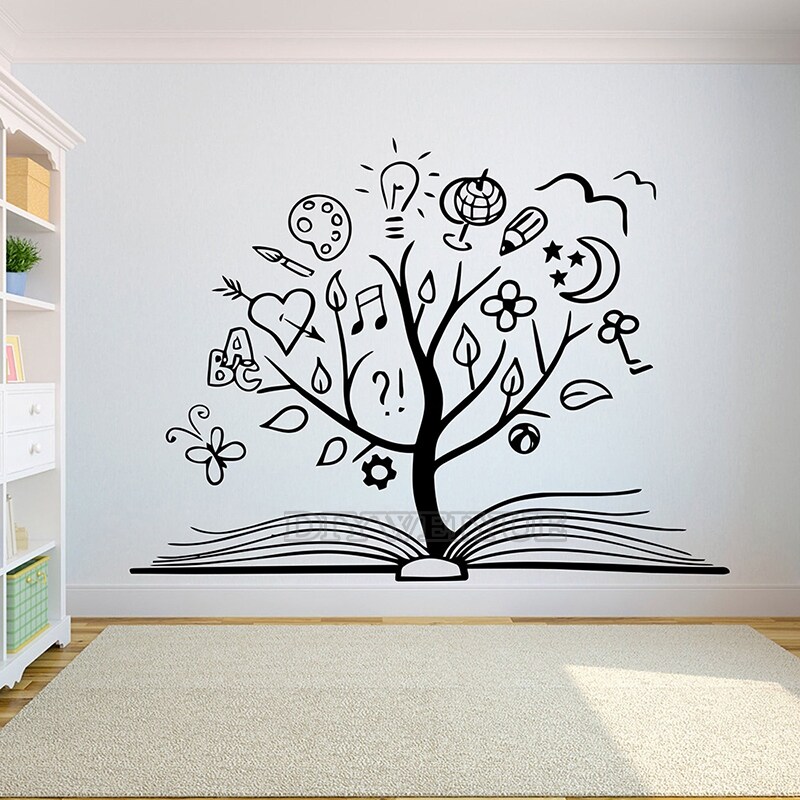 {hot} Book Tree Books Wall Decal Quote Vinyl Reading Room Library Book ...