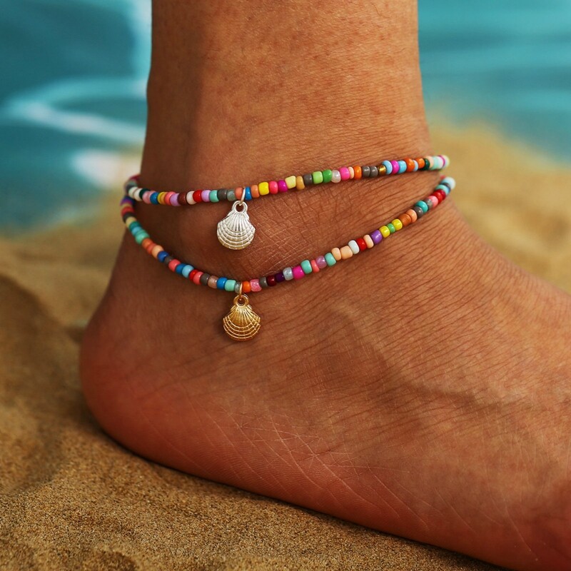 Fancyqube Modyle Bohemian Colorful Beads Shell Anklets For Women Summer ...
