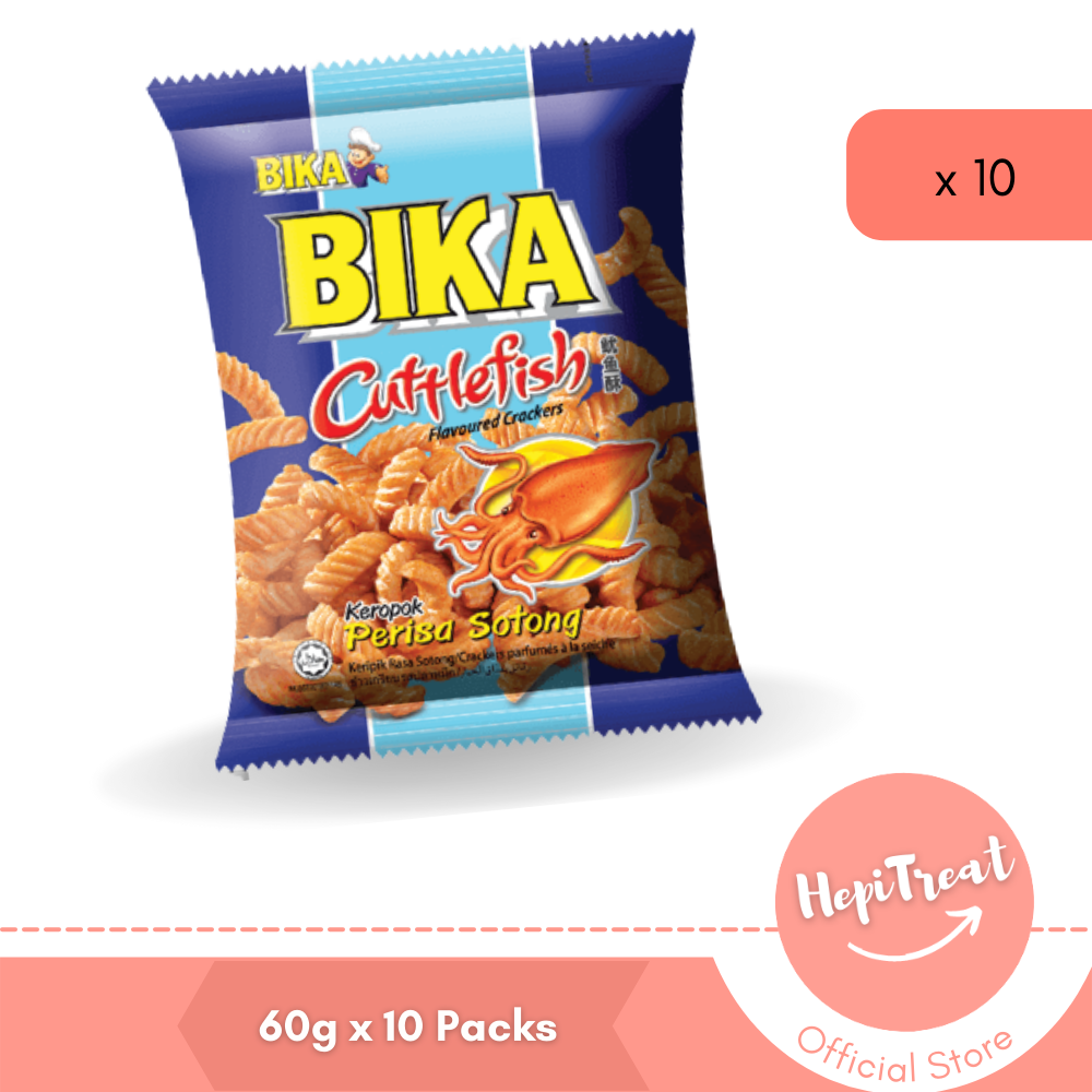 Bika Crackers Chip Snack - Seafood / Prawn / Cuttlefish - 10 Packs x 60g by Hepi Treat | Lazada