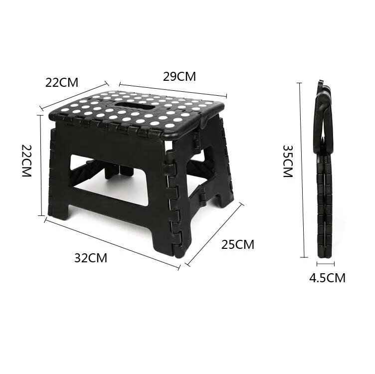 22cm / 32cm / 45cm Tinggi x (32x25cm) Folding Stool Plastic Portable ...