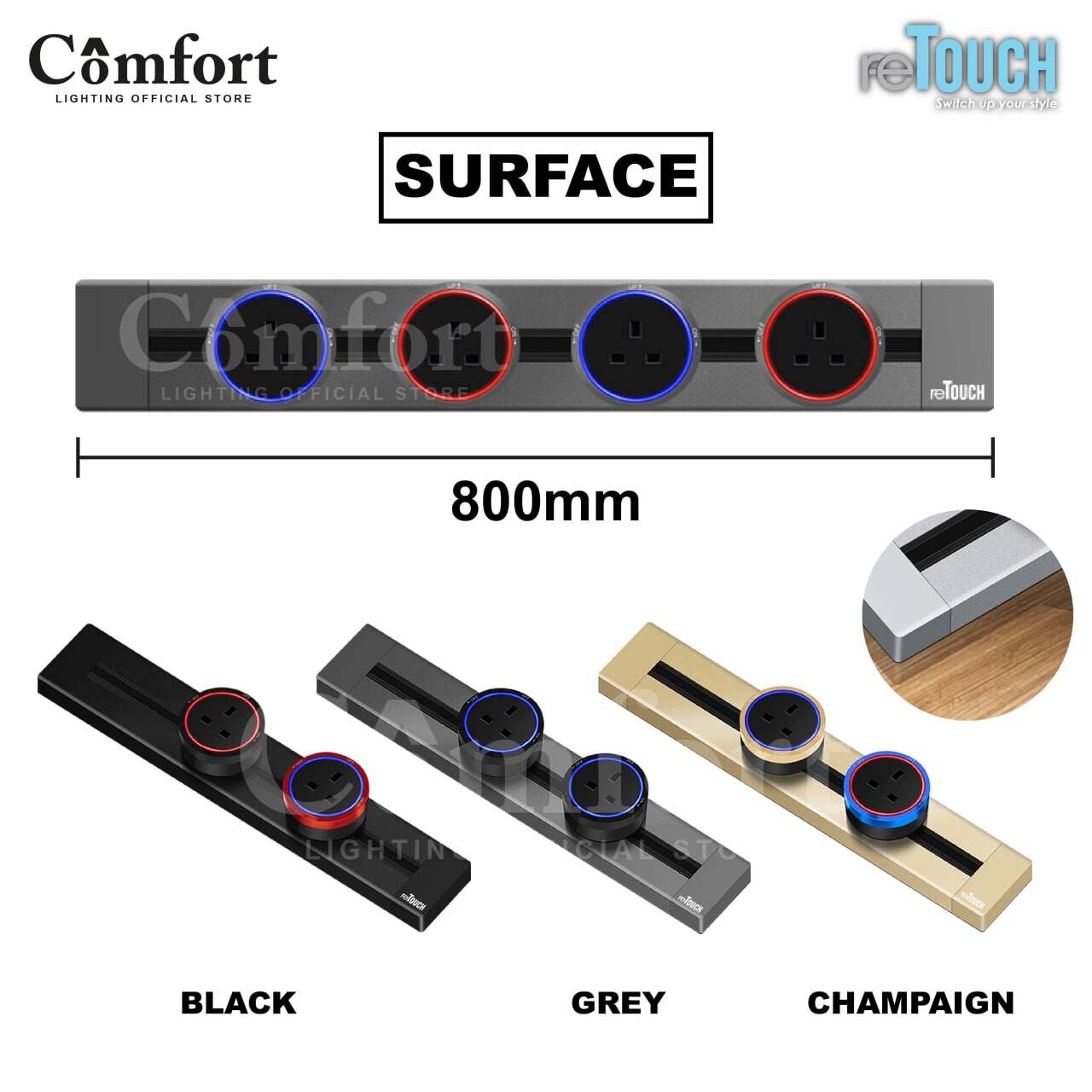 [SIRIM] reTouch Power Track Socket Switch 32A Power Rail Long Flat Pin ...