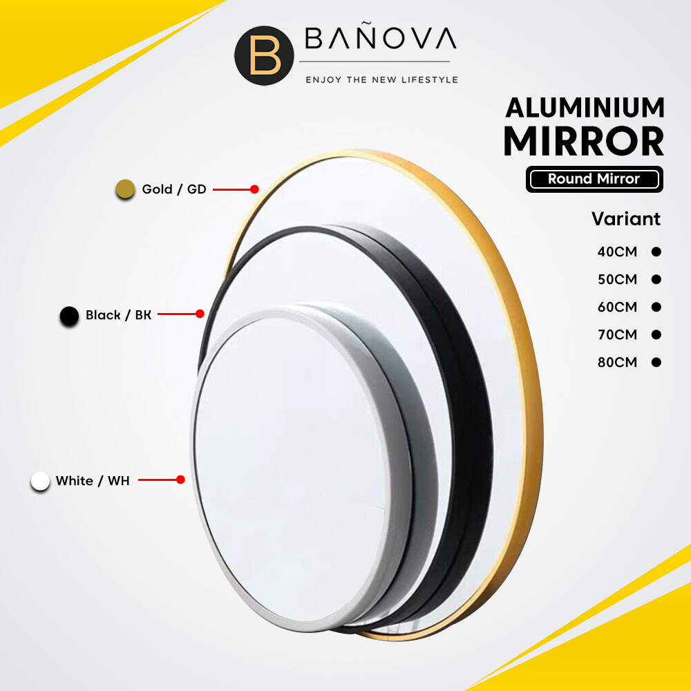BANOVA Bathroom Mirror Aluminum Round Mirror Decorative Wall Mounted Mirror Bathroom Vanity ...