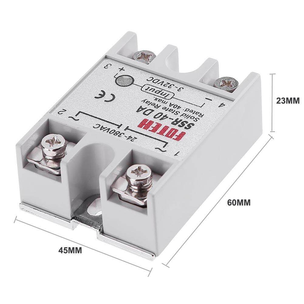 SINGLE PHASE DC 3-32V to AC 24-380VAC SSR-40DA 40A Solid State Relay ...