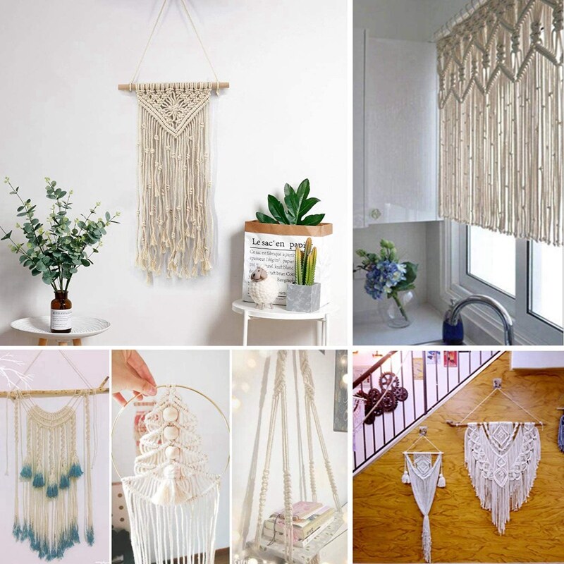 Macrame Rope Kit with Natural Cotton Macrame Cord,Metal Floral Hoops ...