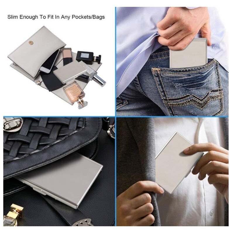 Metal Card Holder Wallet,Ultra Thin Stainless Steel Metal Wallets RFID ...