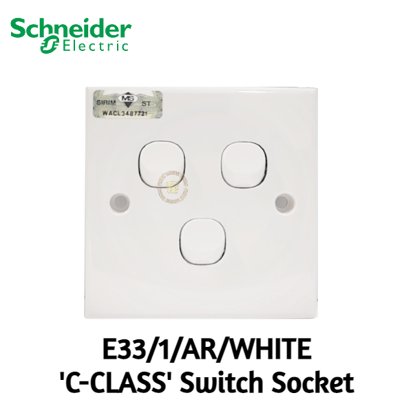 SCHNEIDER ELECTRIC 'C-CLASS' 3G 1W [E33/1/2AR/WH] Switch Socket | Lazada
