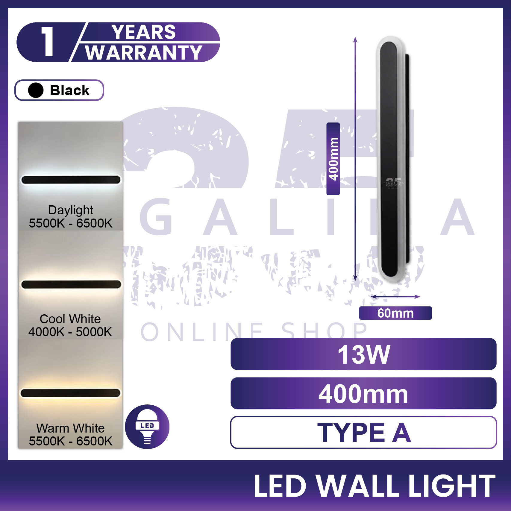 Modern LED Wall Light 3 Colour LED Lampu Dinding Indoor Wall Lamp ...