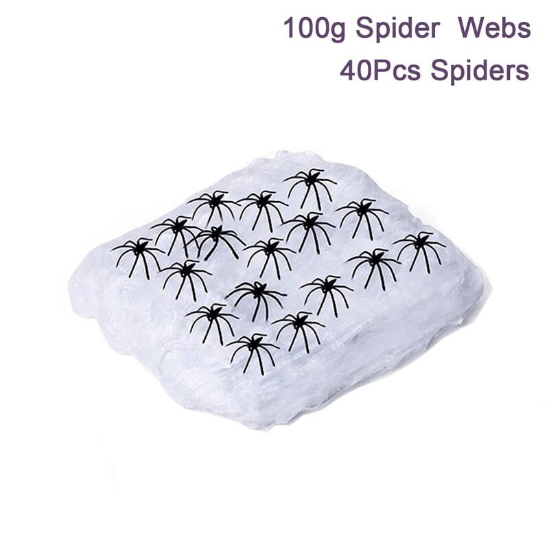 100g Halloween Decorations Artificial Spider Web Super Stretch Cobwebs ...