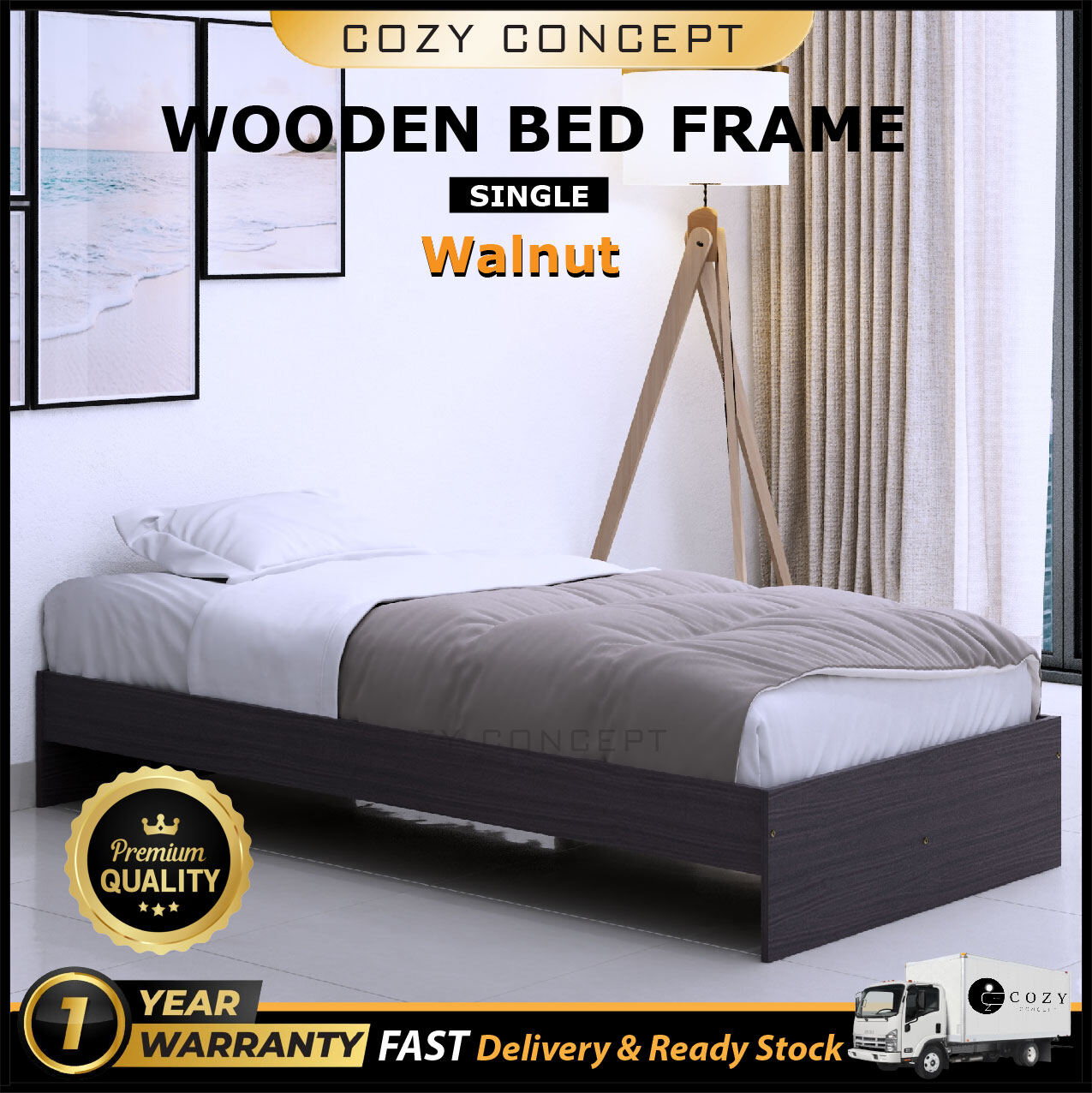 (2 Warna) 3ft 3 kaki Katil Single Kayu Wooden Single Bed Frame Katil ...