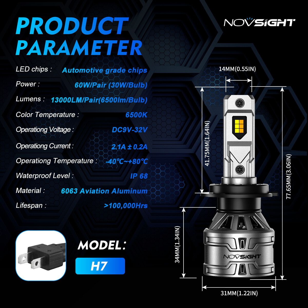 Novsight N61T LED Car Headlight 9005 9006 9012 H4 H7 H11 LED Headlight Bulb High/Low/Fog Light ...