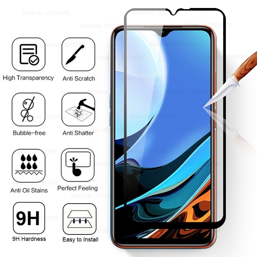 3-in-1 Tempered Glass On For Xiaomi Redmi 9T Screen Protector Safety ...