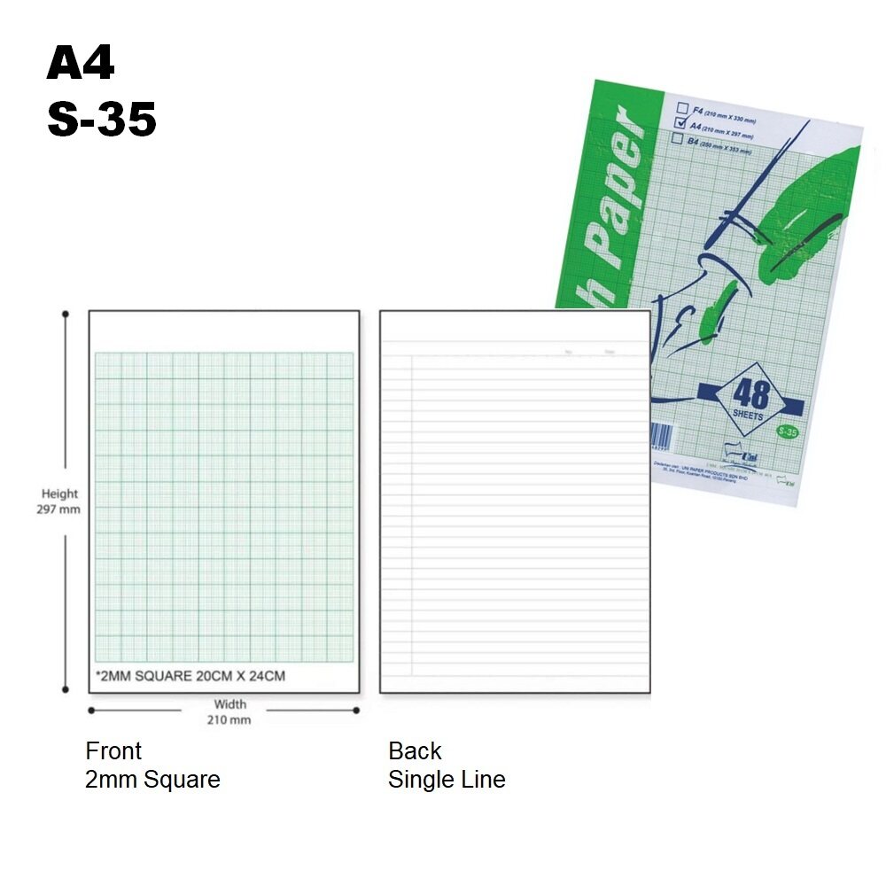 Uni Paper A4/A3 Graph Sheet Graph Paper 1mm/2mm Square Double Sided | Lazada