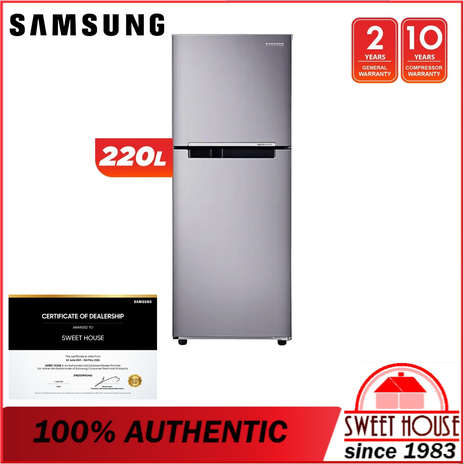 Samsung 2 Door Deodorizer Fridge (220L) RT20FARVDSA | Lazada