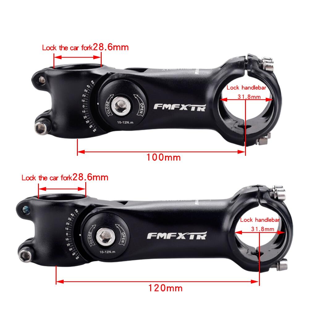MTB Road Bike Stem 7 17 Degrees shiny 60/70/80/90/100/110/120/130mm ...