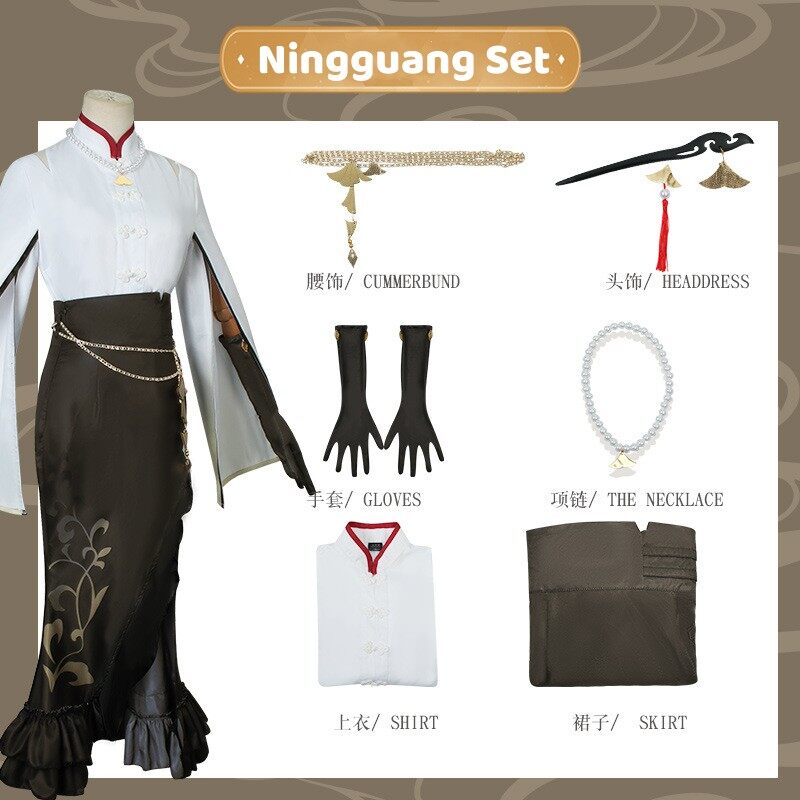 Genshin Impact Ningguang Yelan Pizza Hut Cosplay Costume Wig Cosplay