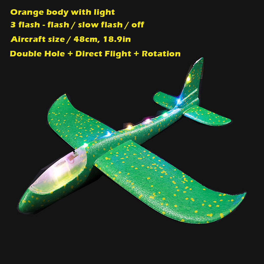DENOSWIM 48CM Led Light Up Glider Airplane Model Toy Kids Hand Throw ...