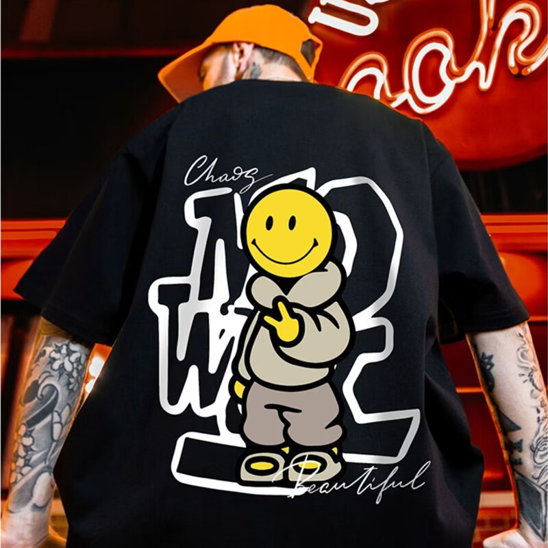 (S-8XL) INS เสื้อยืดอินเทรนด์แขน5/4คอกลมพิมพ์ลายใส่สบายๆสำหรับฤดูร้อนแฟชั่นสไตล์มาตรฐานของเมือง ...