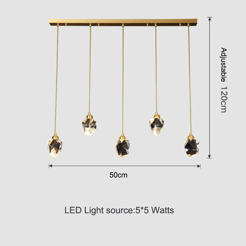 5 Lights Crystal Pendant Light Fixture LED Chandelier Ceiling Lighting ...