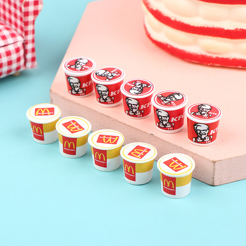 5ชิ้น/เซ็ต1/12 Dollhouse Miniature อาหาร Fastfood Mini KFC Family ...